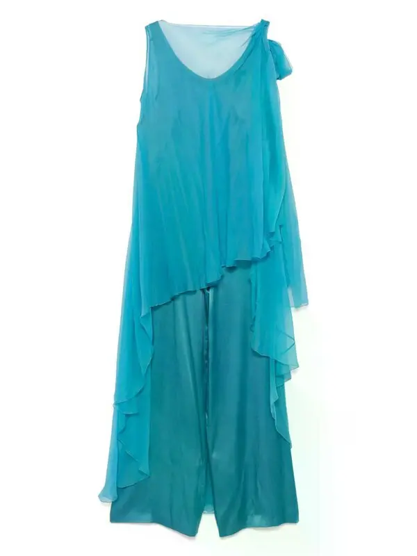Alberta Ferretti Cape-detail Sleeveless Jumpsuit - Blue