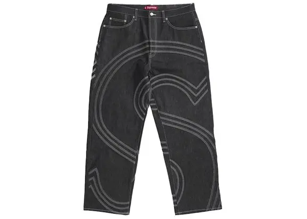 Supreme S Logo Rigid Baggy Jean - Black