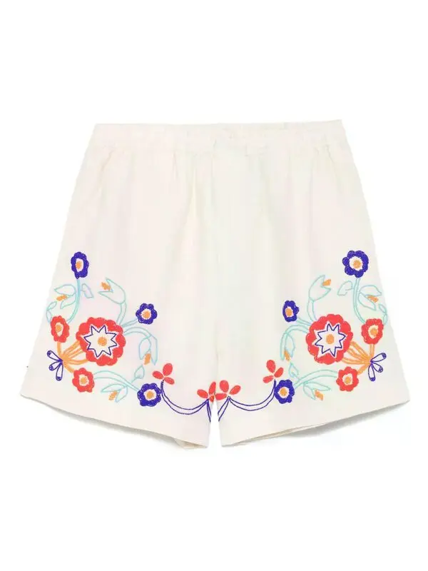 BODE Beaded Garden Party Shorts - Neutrals
