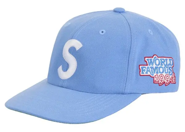 Supreme World Famous S Logo 6 Panel Cap - Blue