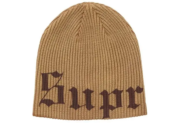 Supreme Old English Printed Beanie - Brown