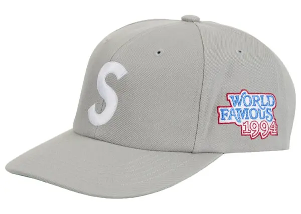 Supreme World Famous S Logo 6-panel Cap - Grey