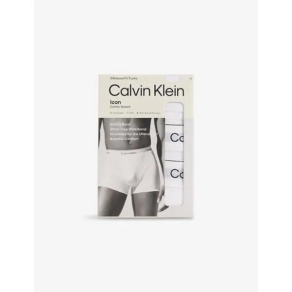 Calvin Klein Icon Relaxed-fit Stretch-cotton Trunks - White White White