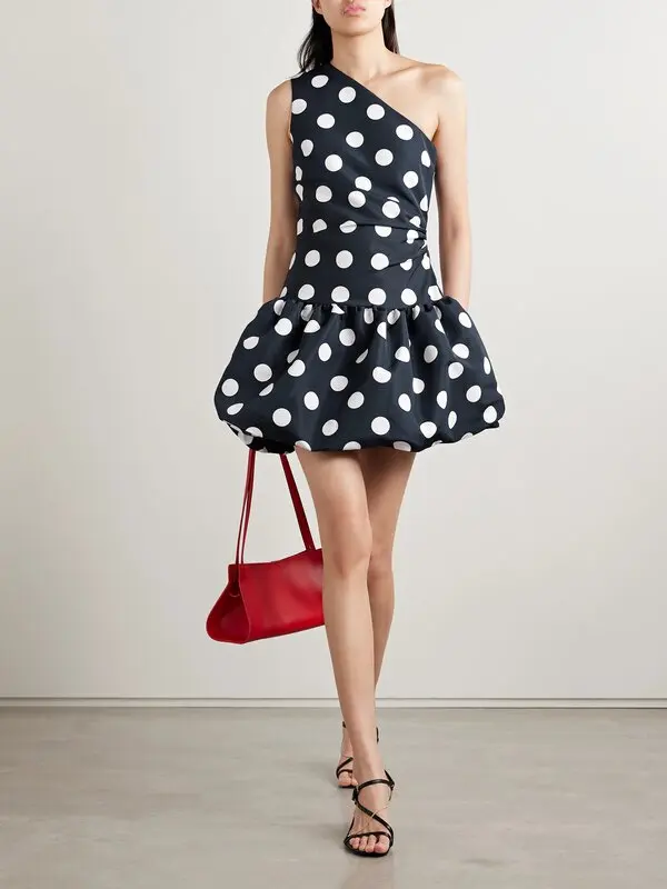 PATOU One-shoulder Polka-dot Faille Mini Dress