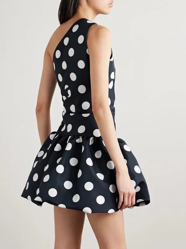 PATOU One-shoulder Polka-dot Faille Mini Dress