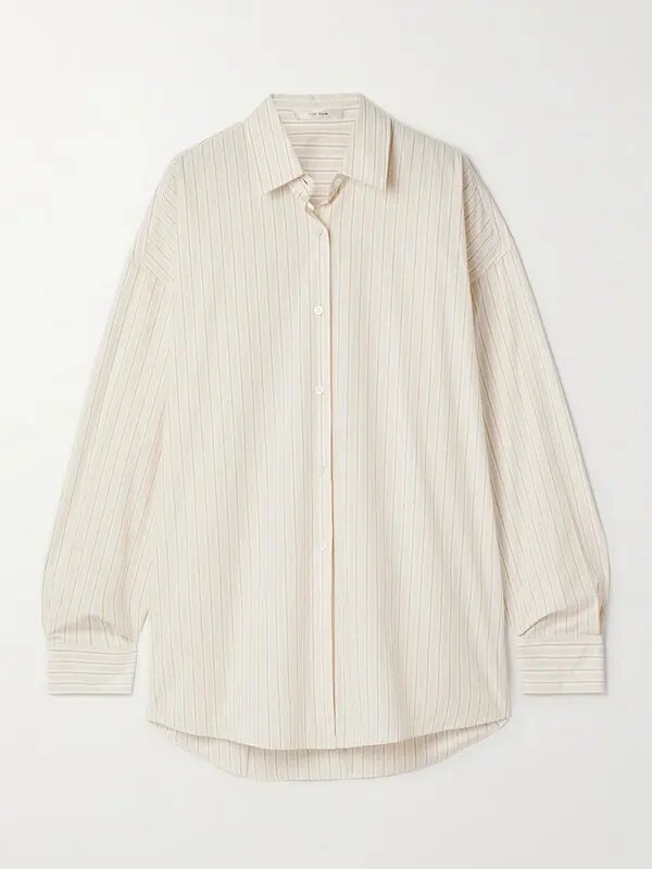 THE ROW Caster Oversized Striped Cotton-poplin Shirt