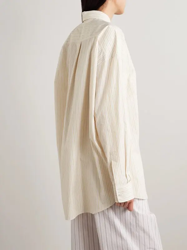 THE ROW Caster Oversized Striped Cotton-poplin Shirt
