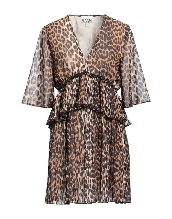 Ganni Floral Printed Pleated Minidress - Beige - 75% Off | Editorialist