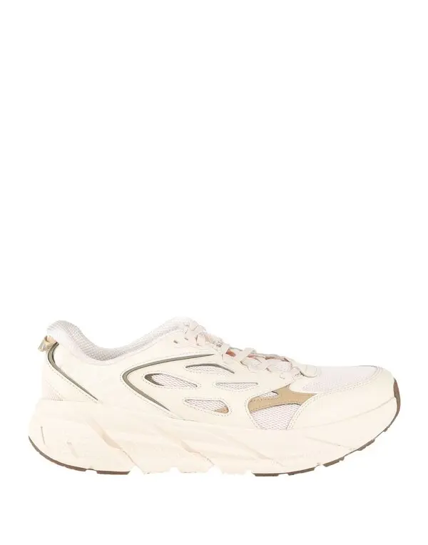HOKA® Leather And Textile Fiber Athletic Sneakers - Cream