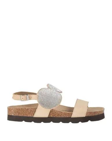 Geox Leather Sandals With Rhinestones - Beige