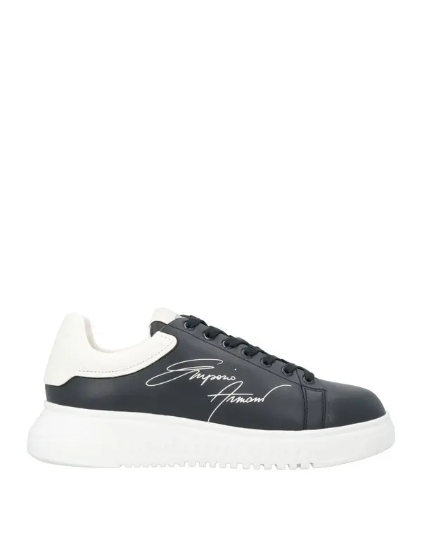 Emporio Armani Bovine Leather Sneakers - Blue