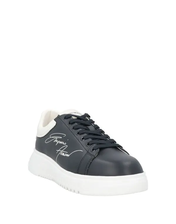 Emporio Armani Bovine Leather Sneakers - Blue