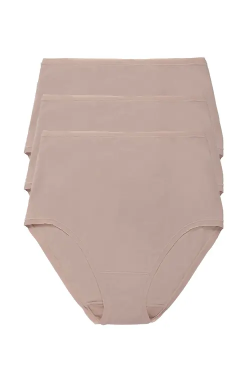 Natori Bliss Bare Cotton High Waist Brief 3-pack - Cafe