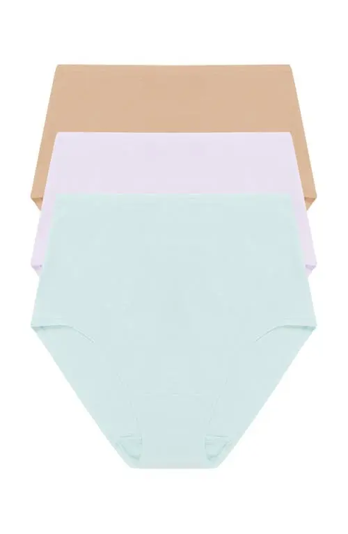 Natori Bliss Bare Cotton High Waist Brief 3-pack - Cloud Green/pale Purple/cafe