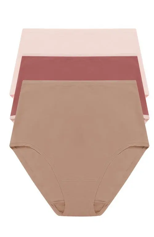 Natori Bliss Bare Cotton High Waist Brief 3-pack - Peach Whip/nostalgia Rose/buff