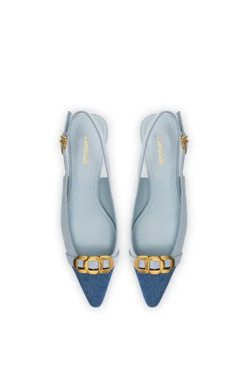 Larroude Franca Kitten Heel Slingback Pump - Blue