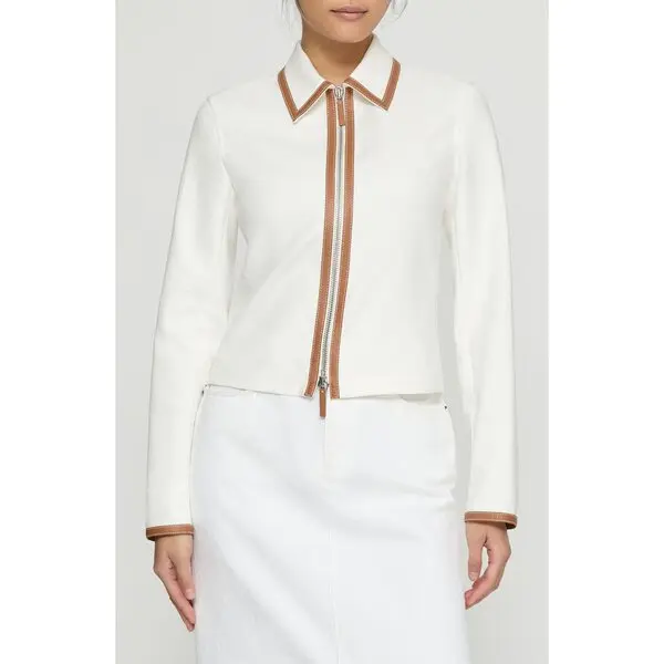 Lafayette 148 New York Collared Cotton Twill Jacket - White