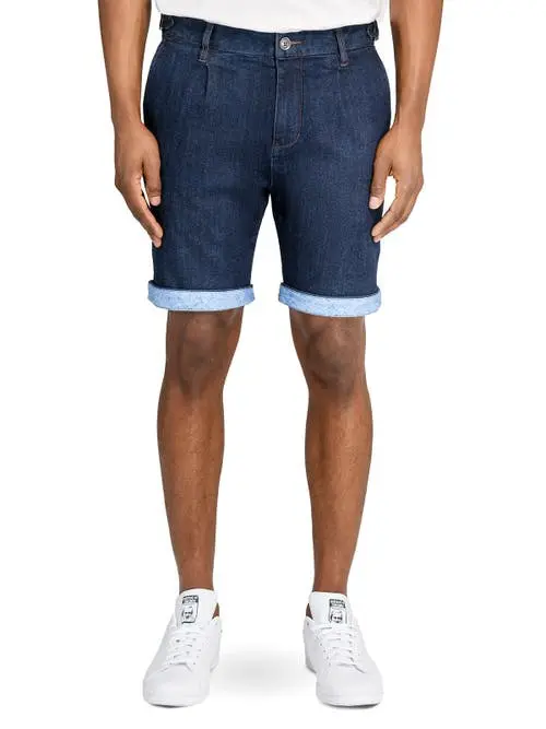 BROOKLYN BRIGADE Slim Fit Pleated Shorts - Navy