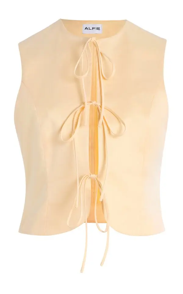 ALFIE Neda Bow-detail Cotton Top - Yellow
