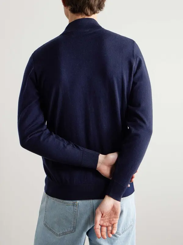 Thom Sweeney Cotton And Cashmere-blend Bomber Jacket - Navy
