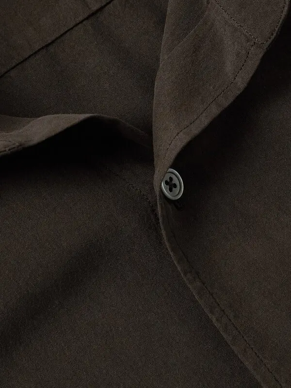 Zegna Garment-dyed Brushed-silk Shirt - Brown