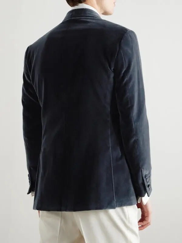 Thom Sweeney Shawl-lapel Double-breasted Cotton-velvet Tuxedo Jacket