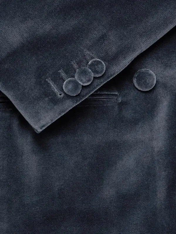 Thom Sweeney Shawl-lapel Double-breasted Cotton-velvet Tuxedo Jacket
