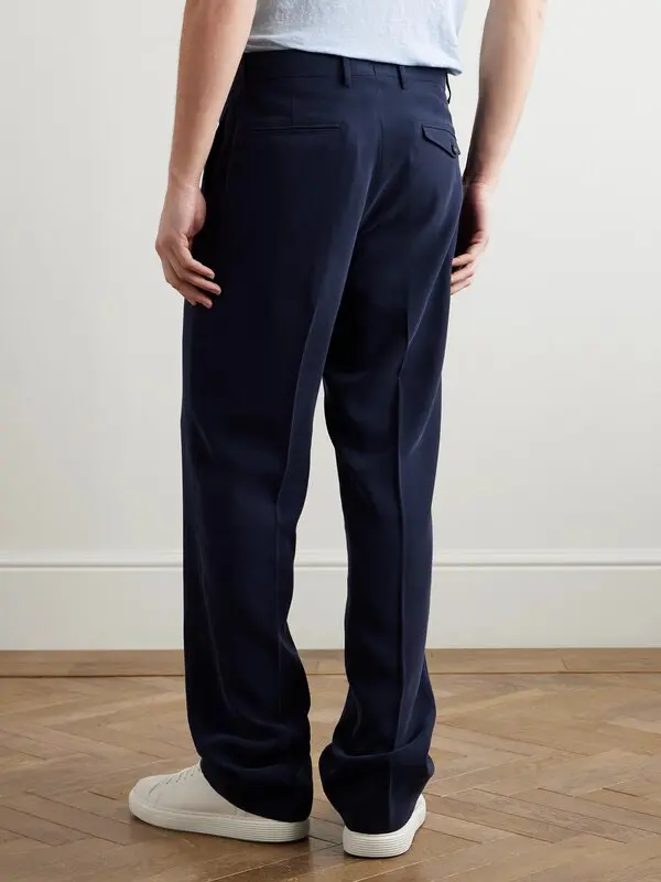 Thom Sweeney Wide-leg Twill Trousers - Blue