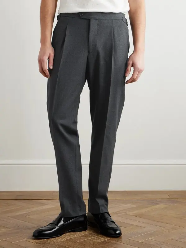 Thom Sweeney Straight-leg Pleated Wool Trousers