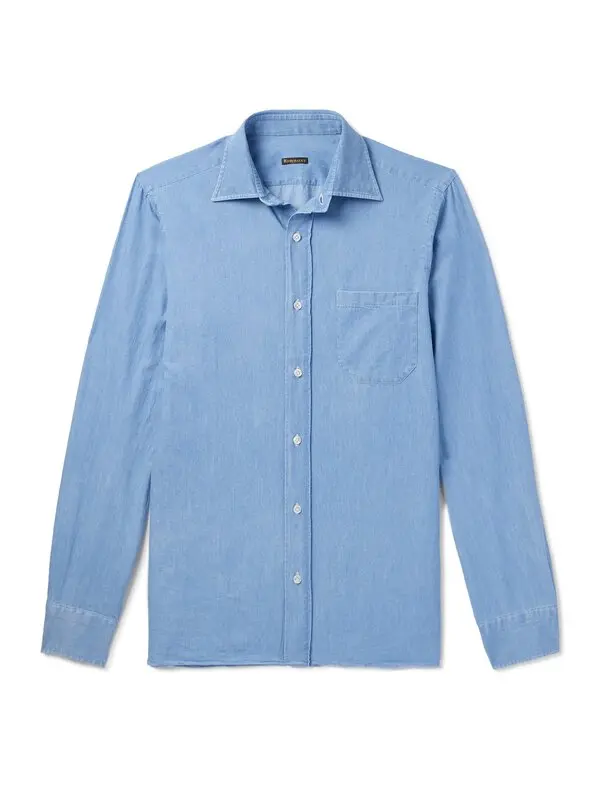 Rubinacci Cotton-chambray Shirt - Blue