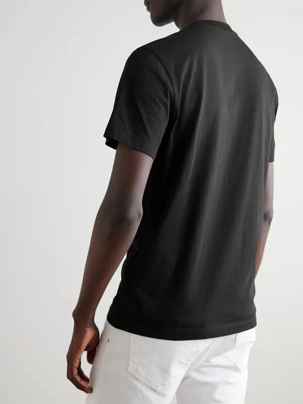 Moncler Three-pack Logo-appliquéd Organic Cotton-jersey T-shirts - Black