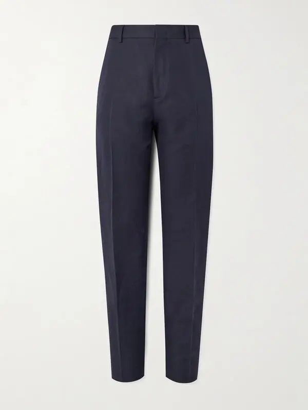Loro Piana Cedric Tapered Cotton And Linen-blend Canvas Trousers