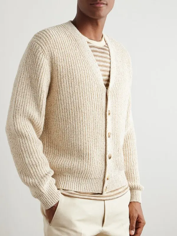 Loro Piana Meina Ribbed Cotton Cardigan - Neutrals | Editorialist