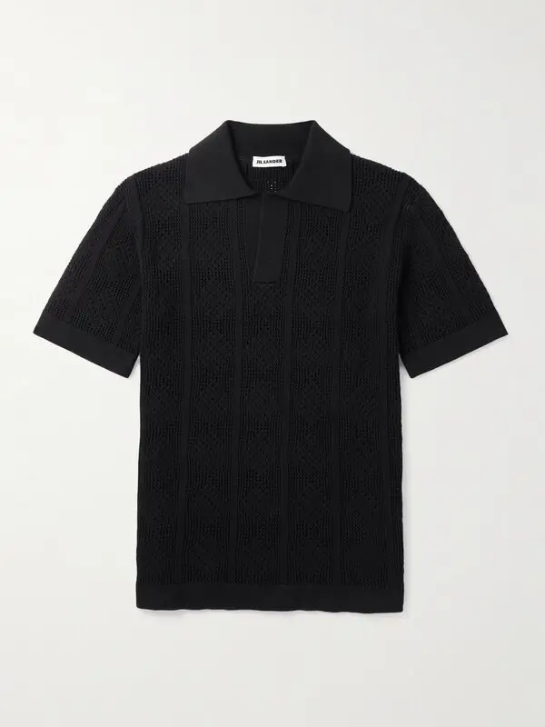 JIL SANDER Open-knit Cotton Polo Shirt