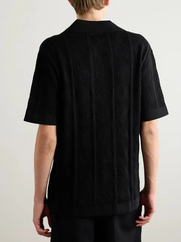 JIL SANDER Open-knit Cotton Polo Shirt