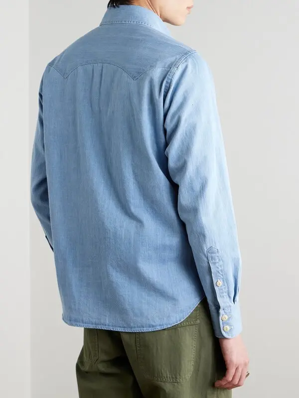 DRAKE'S Denim Western Shirt