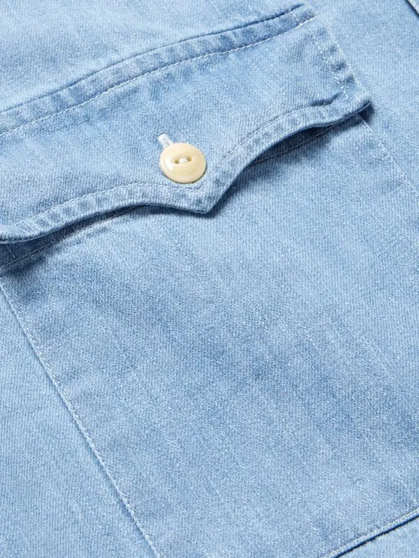 DRAKE'S Denim Western Shirt