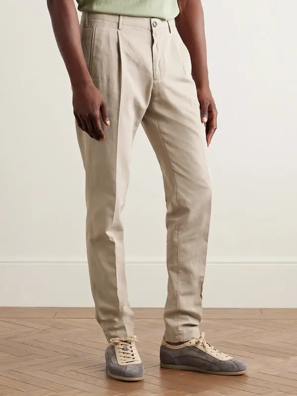 SLOWEAR Venezia 1951 Tapered Pleated Trousers - Neutrals