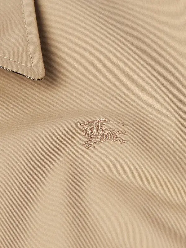 Burberry Logo-embroidered Cotton-gabardine Harrington Jacket - Neutrals