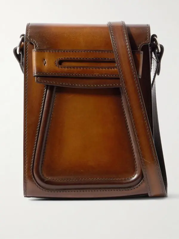 Berluti Andy Venezia Leather Phone Pouch - Brown