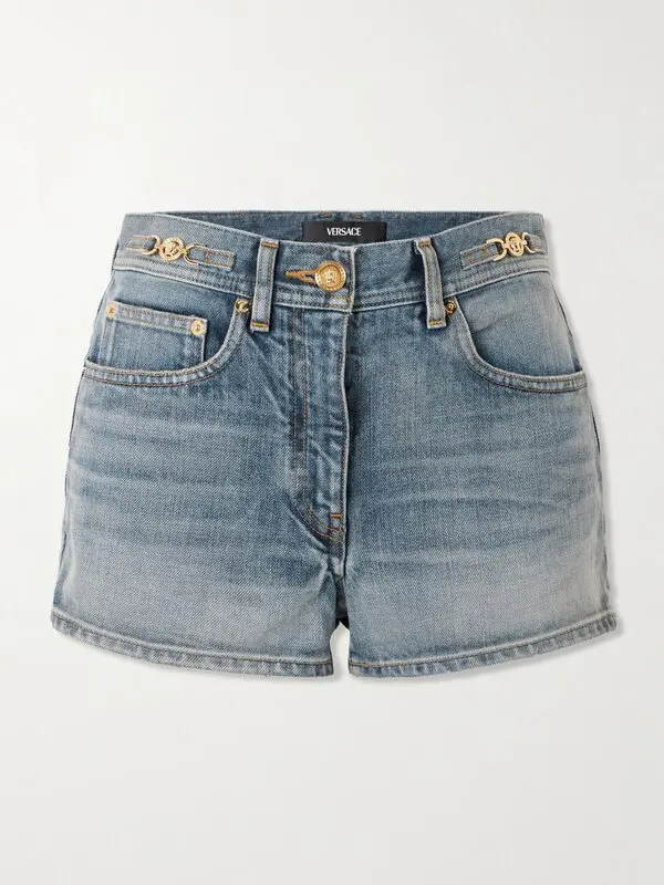 Versace Embellished Denim Shorts