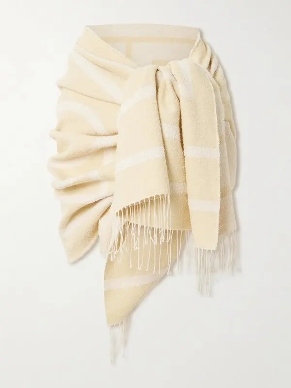 TOTEME Embroidered Frayed Linen-blend Scarf - Ecru