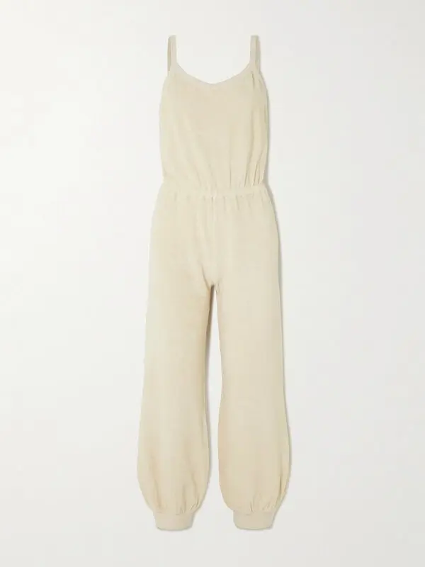 Suzie Kondi Giorgi Cotton-blend Terry Jumpsuit - Ecru