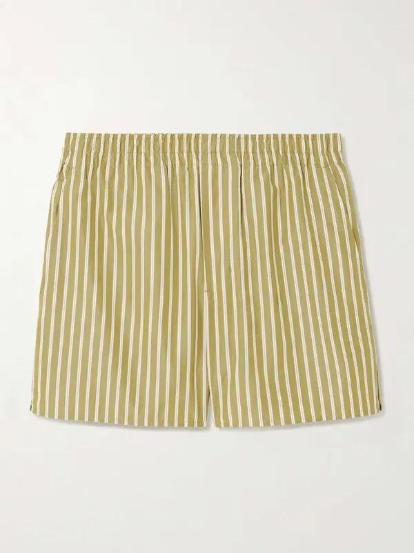 Ami Striped Cotton-poplin Shorts - Mustard