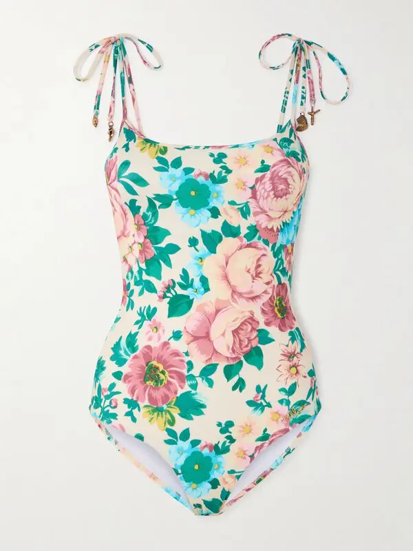 Chloé Floral-print Swimsuit - Blue