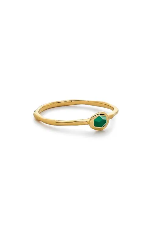 Monica Vinader Odyssey Green Onyx Stacking Ring - 18ct Gold Vermeil / Green Onyx