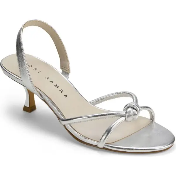 Yosi Samra Kaia Slingback Kitten Heel Sandal - Silver
