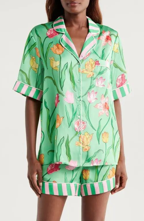 KAREN MABON Tulips Satin Short Pajamas - Green