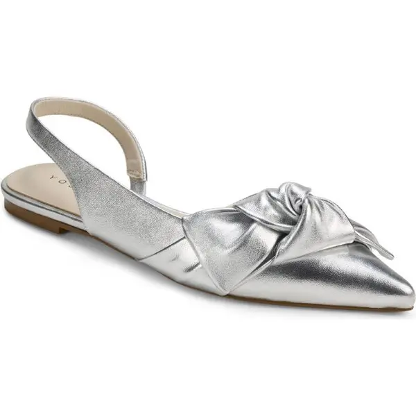 Yosi Samra Violet D'orsay Slingback Flats - Silver