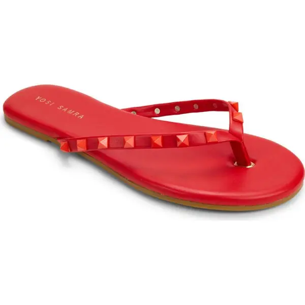 Yosi Samra Rivington Studded Flip Flop - Red